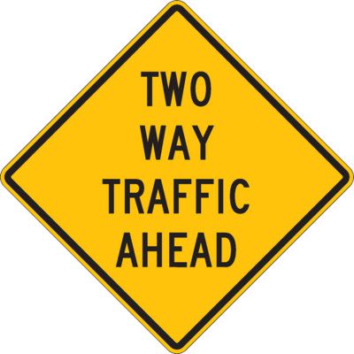 Reflective Warning Signs - Two Way Traffic Ahead, Road Signs | Seton