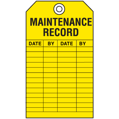Economy Equipment Maintenance Record Tags | Emedco