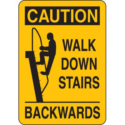 Caution Walk Down Stairs - Industrial Slip and Trip Sign | Seton | Seton