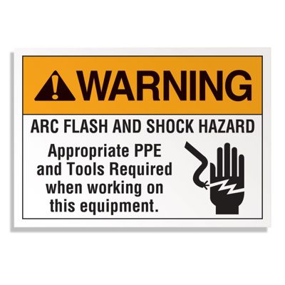 Voltage Warning Label - Arc Flash and Shock PPE Required | Emedco