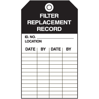 Economy Equipment Filter Replacement Record Tags | Emedco