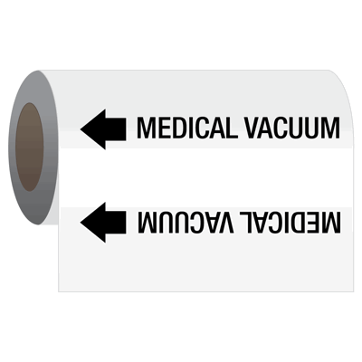 Medical Vacuum - Medical Gas Self-Adhesive Pipe Markers-On-A-Roll | Seton