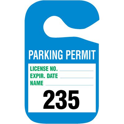 Blue Hanging Parking Permits | Emedco