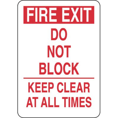 Glow In The Dark Fire Exit Sign - Do Not Block | Emedco
