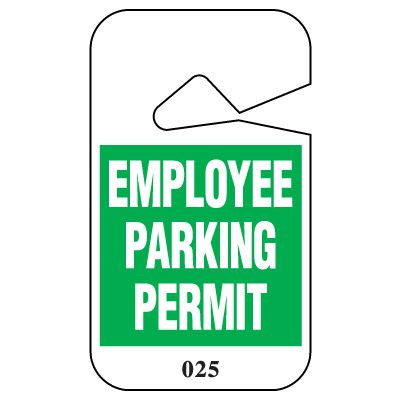 Numbered Hanging Employee Parking Permit | Emedco