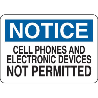 Notice Cell Phones and Devices Not Permitted Sign | Emedco