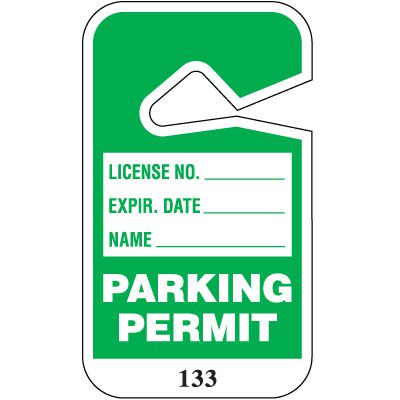 Write-On Numbered Hanging Plastic Parking Permits | Emedco