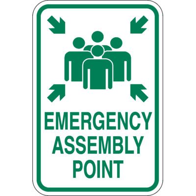 Emergency Assembly Point With Graphics Sign | Emedco