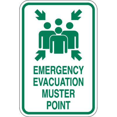 Emergency Evacuation Muster Point With Graphics Sign | Seton Canada ...
