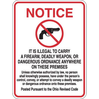 Gun Prohibition Signs - Illegal | Seton