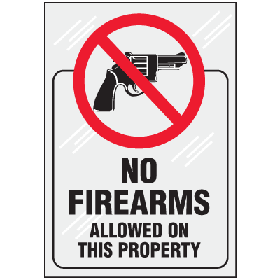 No Firearms On Property Clear Label | Emedco