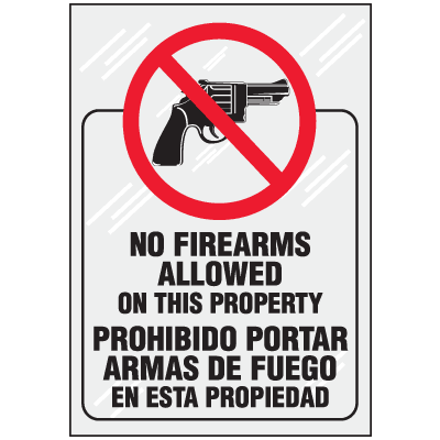 Bilingual No Firearms Clear Label | Door Labels.com | Emedco