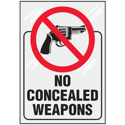 No Concealed Weapons Clear Label | Emedco