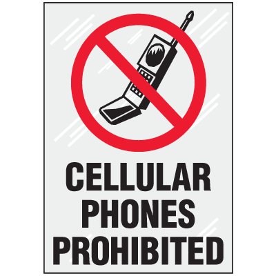 Cellular Phones Prohibited Clear Label | Emedco