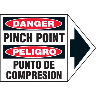 Bilingual Arrow Labels - Danger Pinch Point | Emedco