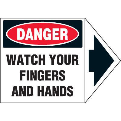 Arrow Labels - Danger Watch Your Fingers And Hands | Emedco