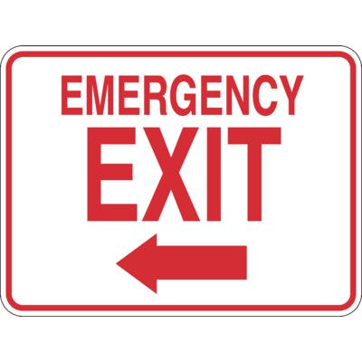 Emergency Exit (Arrow Left Graphic) - Emergency Exit Signs | Seton