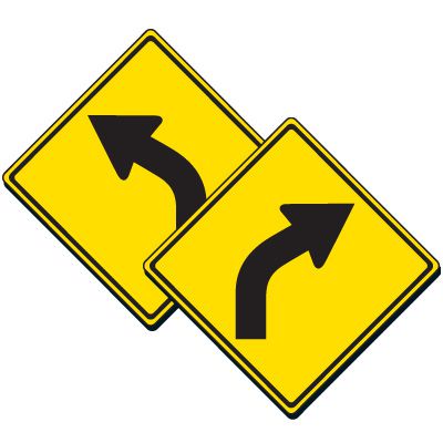 Curve Ahead Sign - Left or Right Arrow | Emedco