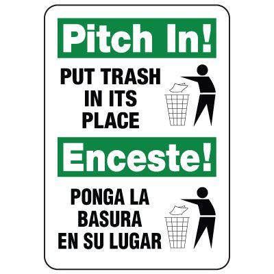 Bilingual Pitch In! Sign | Emedco