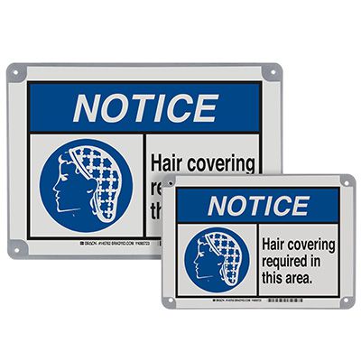 ToughWash® Encapsulated Signs - Notice Hair Covering Required|Seton ...