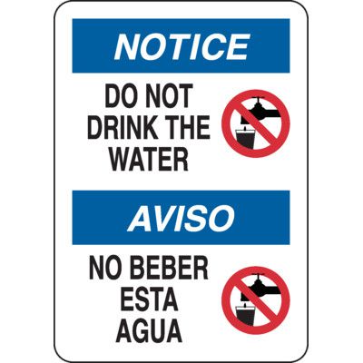 Bilingual Notice Do Not Drink The Water - Water Safety Signs | Seton ...