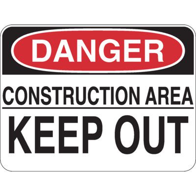 Danger Construction Area Keep Out Sign, OSHA & ANSI Compliance Signs ...