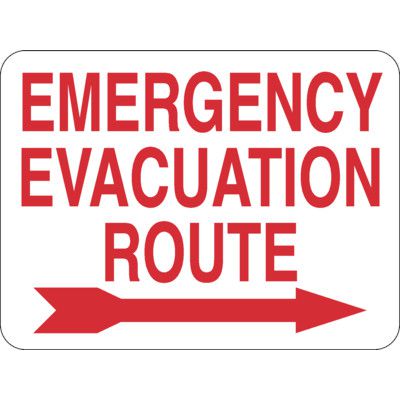 Emergency Evacuation Route (Right Arrow) Signs | Emedco