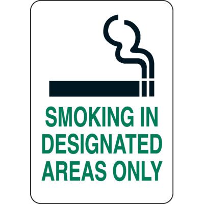 Smoking In designate Areas Only Signs | Emedco