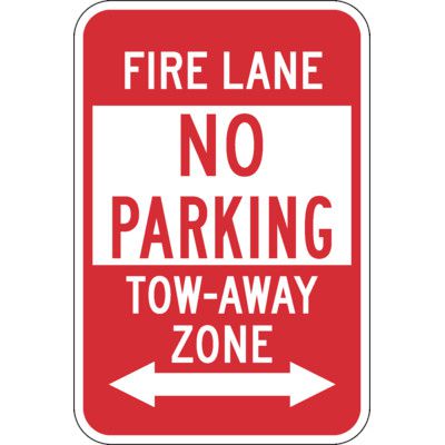 Fire Lane Signs - No Parking (Double Arrow), Fire Zone Signs | Seton