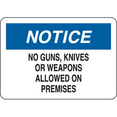 Gun Prohibited Signs & No Weapons Allowed Signs | Emedco