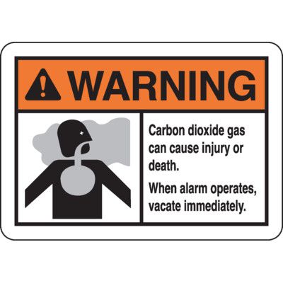 ANSI CO2 Warning Sign - When Alarm Operates, Vacate Immediately | Emedco