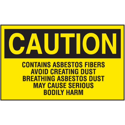 Asbestos Stickers - Caution, Contains Asbestos Fibers | Seton
