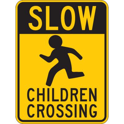 Reflective Pedestrian Crossing Signs - Slow Children Crossing | Seton
