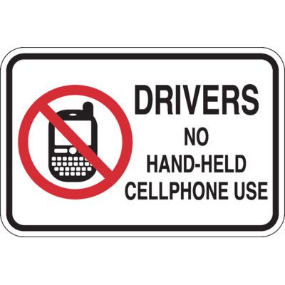 No Texting & Cell Phone Law Signs - Drivers No Hand-Held Cellphone Use ...