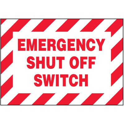 Voltage Warning Labels - Emergency Shut-Off | Emedco
