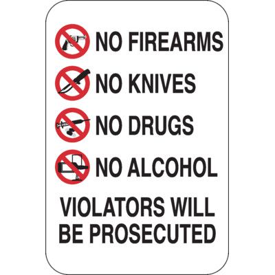 No Prohibited Items Signs | Emedco