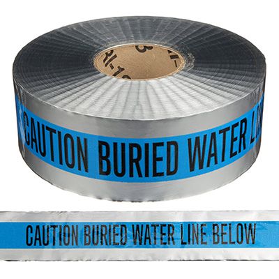 Detectable Underground Warning Tape - Caution Buried Water Line Below | Emedco