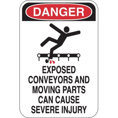Conveyor Safety Signs - Danger Exposed Conveyors and Moving Parts | Emedco