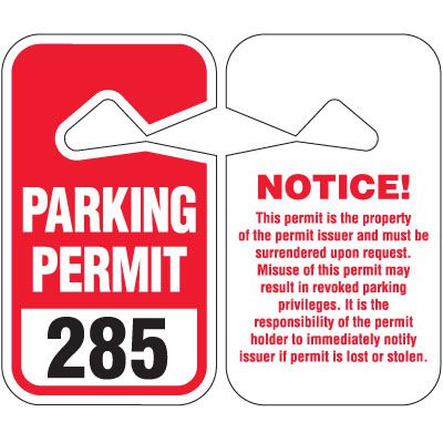 Double Sided Hanging Plastic Parking Permits | Emedco | Emedco