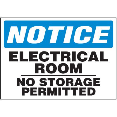 Notice Electrical Room Electrical Label | Vinyl Labels.com | Emedco