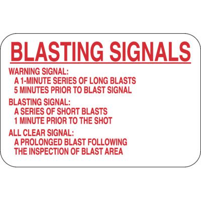 Explosive and Blasting Mining Signs - Blasting Signals Warning Signal ...