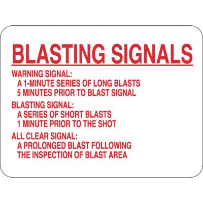 Explosive and Blasting Mining Signs - Blasting Signals Warning Signal ...