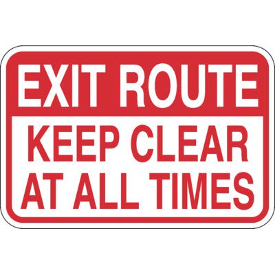 Exit Route Keep Clear At All Times - Emergency Exit Signs | Seton