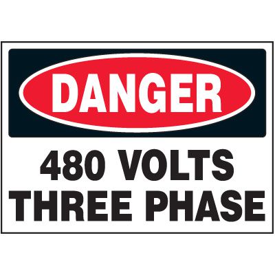Danger Labels - 480 Volts Three Phase | Emedco