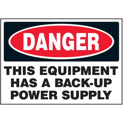 Voltage Warning Labels - Danger Back Up Power Supply | Emedco