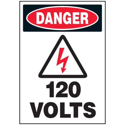 Danger 120 Volts - ANSI Z535 Electrical Labels | Emedco