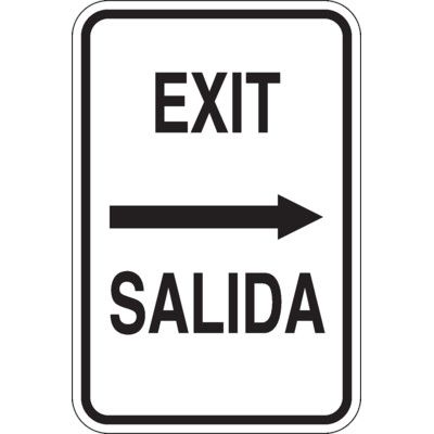 Bilingual Parking Signs - Exit (Right Arrow), Exit Signs | Seton