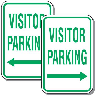 Visitor Parking Sign - Green w/ Left or Right Arrow | Emedco