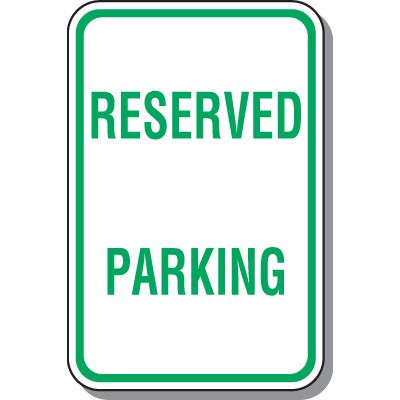 Reserved Parking Sign - Green on White | Emedco