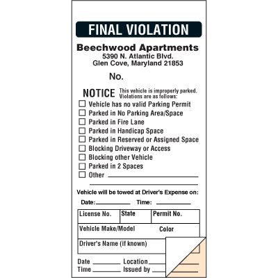 Final Violation Parking Ticket | Emedco